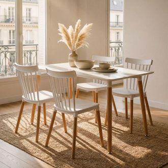 IDIMEX SHANNON/RAVI Essgruppe mit Tisch und 4 St&uuml;hlen, Wei&szlig; - Esstisch klein 120 x 70 cm, Tisch mit 4 St&uuml;hlen Set, Esszimmerm&ouml;bel f&uuml;r moderne und skandinavis