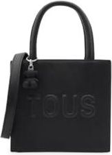 Tous Sac à main noir, design minimaliste avec logo en relief, cuir synthétique, élégant style décontracté