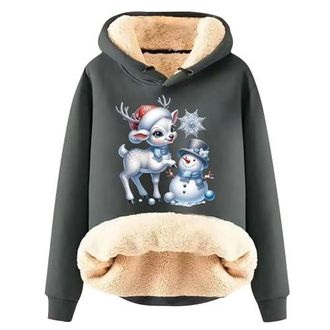 Generic Sweat à capuche de Noël pour femme avec doublure en polaire, sweat à capuche pour femme, manches longues, sweat-shirt à capuche décontracté et chaud, 