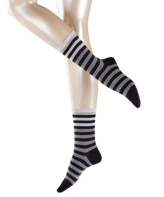 Esprit Damen Socken Multicolour Stripe, Baumwolle, 1 Paar, Schwarz (Black 3000), 35-38