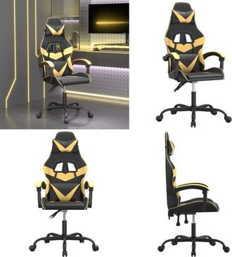 vidaXL Gaming-Stuhl Schwarz und Golden Kunstleder - Gaming-Stuhl - E-Sports Stuhl - PC-Stuhl - Schreibtischstuhl - Ergonomischer Stuhl - Home & Living