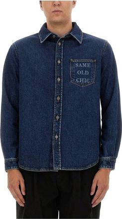 Moschino Homme, Chemises, Bleu, Taille: L Archive Same OLD Chic Slogan