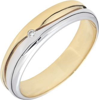 Edenly Ring Amour - Herren Trauring in Weiß- und Gelbgold - Diamant 0.022 Karat - 18 Karat