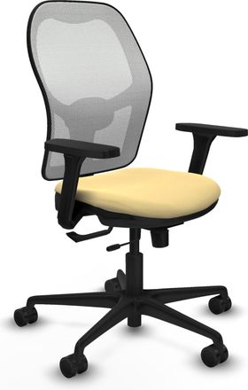 Piqueras y Crespo B&uuml;rostuhl mit R&uuml;ckenlehne aus Netzstoff mit 3D-Armen, h&ouml;henverstellbare Lendenwirbelst&uuml;tze, ausgestattet mit Syncro/Translack und Schaumstoff, Wei&szlig;/Cr