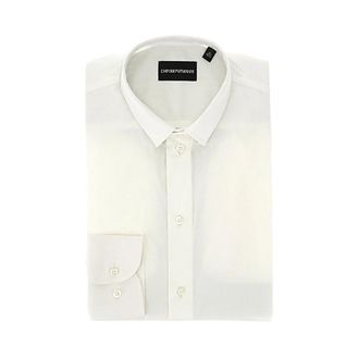 Emporio Armani Chemise en popeline stretch - Homme - Chemises - Blanc - Taille: XL