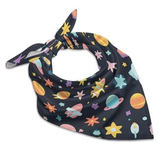 Generic Space Element Écharpe carrée en soie légère avec étoiles colorées pour cheveux respirant Cadeau pour homme et femme, multicolore, 46x46cm