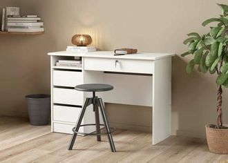 Dmora Bureau Eliane, Pupitre Polyvalent, Table de Bureau pour PC, Plan de Travail, 109x49 h76 cm, Blanc