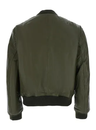 Sunflower Mens Leather Bomber Jacket Green Calf Coat