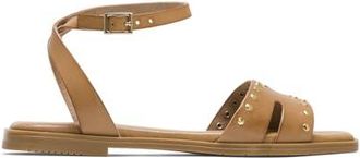 Porronet Sandales plates en cuir avec clous taupe Vika, Taupe, 37 EU