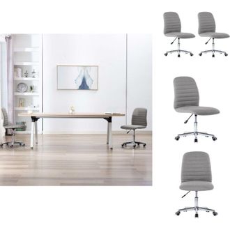 vidaXL Esszimmerst&uuml;hle 2 Stk. Hellgrau Stoff - Esszimmerst&uuml;hle - St&uuml;hle - H&ouml;henverstellbar - Drehbare St&uuml;hle - B&uuml;rostuhl