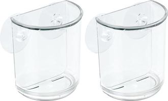 InterDesign iDesign 20400ES Basic Storage Organizer mit Saugn&auml;pfen, Kunststoff-Aufbewahrungsbecher f&uuml;r Zahnb&uuml;rsten, Kosmetik und mehr, transparent (Packung mit 2)