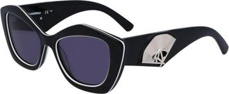 Karl Lagerfeld Femme, Accessoires, Noir, Taille: 52 MM Lunettes de soleil Cat-Eye