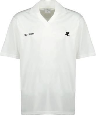 Courr&egrave;ges Homme, Tops, Blanc, Taille: M Polo Oversize Sportif Col V