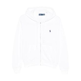 Polo Ralph Lauren Femme, Sweatshirts et sweats &agrave; capuche, Blanc, Taille: 42 FR Pull zipp&eacute;