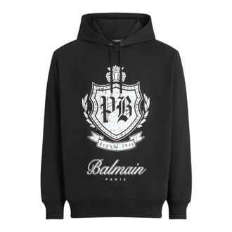 Balmain Bedruckter College Hoodie - - Sweatshirts & Hoodies - Herren - Schwarzk - M