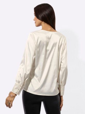 Cr&eacute;ation L Klassische Bluse Satin-Bluse Langarm