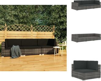 vidaXL 3-tlg. Garten-Sofagarnitur mit Auflagen Poly Rattan Grau - Gartenm&ouml;bel - Sofas - Outdoor M&ouml;bel - Rattan Gartenm&ouml;bel - Esszimmergarnitur
