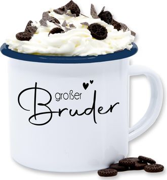 Shirtracer Emaille Tasse Blechtasse - Tassen - Großer Bruder - Big Brother - 300 ml - Weiß Blau - große brüder becher bruder geschenk für großen grosser größeren
