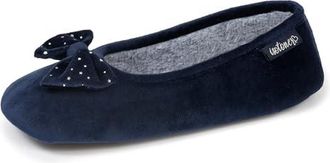 Isotoner Chaussons extra-light pantoufles Ballerines femme microvelours, semelle antidérapante, 37/38 EU, marine