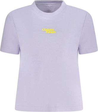 Calvin Klein Femme, Tops, Violet, Taille: 44 FR Flock Logo T-Shirt