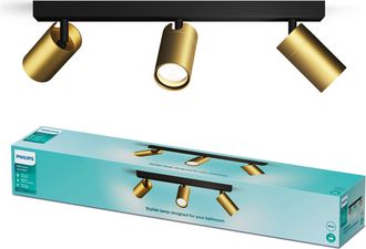 Philips Idris 3er Spotleuchte, GU10 Lampe nicht enthalten, Messing, IP44, wasserfest, Gold