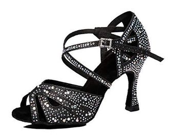 Minitoo Chaussures de danse latine pour femme - Sexy - Pour mariage, L390 Noir Talon 9 cm, 40 EU