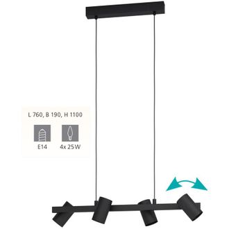 Eglo Suspension Gatuela 4 spots - Noir