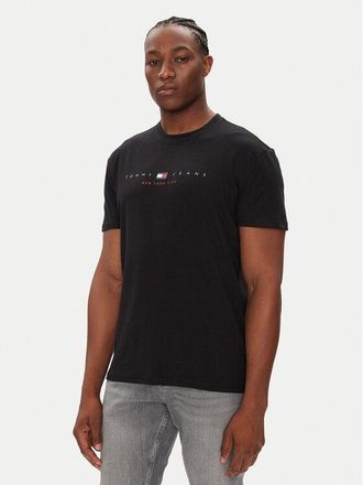 Tommy Jeans T-Shirt Flag Linear DM0DM21911 Schwarz Regular Fit