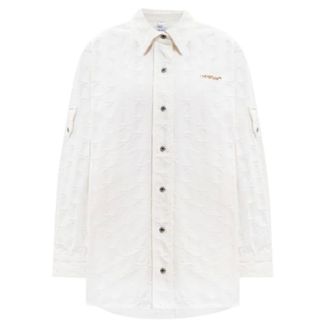 Off-white Veste chemise en denim jacquard &eacute;toile - Femme - Vestes - Blanc - Taille: 36 FR