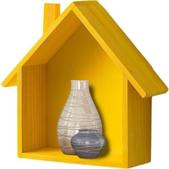 Generico In Form eines Hauses - Wandaufh&auml;ngung aus Holz, niedlicher Mini-Organizer zur Aufbewahrung, rustikaler Akzent f&uuml;r Zuhause, dekorative Pr&auml;sentation f&uuml;r