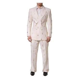 Dolce & Gabbana Woll Slim Fit Formal Zweiteiliger Anzug - - Suits - Herren - Wei&szlig; - M