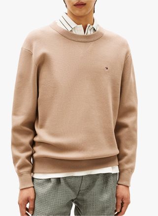 Tommy Hilfiger Pull col rond textur&eacute; en coton m&eacute;lang&eacute;