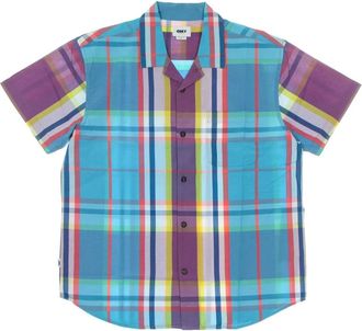 Obey Gewebtes Kurzarmhemd Aqua Multi - - Shirts - Herren - Mehrfarbig - L