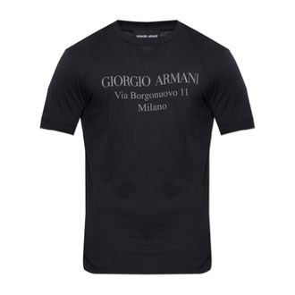 Giorgio Armani Bedrucktes T-Shirt - - Tops - Herren - Blau - M