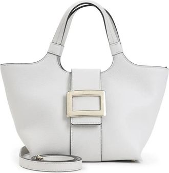 Roger Vivier Hobo Bags - Structured Grey Leather Handbag With Metal Buckle - Gr. unisize - in Wei&szlig; - f&uuml;r Damen