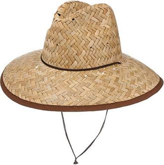 LIPODO Chapeau en Paille Lifeguard Femme/Homme - Made in Italy de Soleil Plage Voyage avec jugulaire, Passepoil Été Printemps-été - Taille Unique Nature