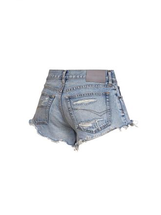 Balenciaga Womens Denim Mini Shorts Light Blue Cotton