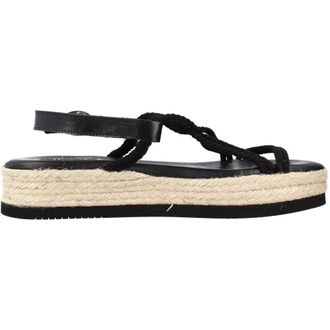 Yellow Femme, Chaussures, Noir, Taille: 37 EU Sandales Plates avec D&eacute;tail Corde