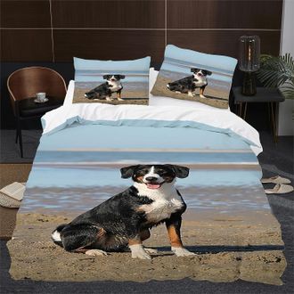 Generic 3D Schweizer Sennenhund Bettwäsche 135x200 Tiere 3 Teilig Weiche Mikrofaser Bettwäsche Schweizer Sennenhund Bettbezug Set und 2 Kissenbezug 80x80 cm m