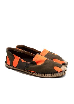 Valentino Garavani Valentino Tricolor Camo Print Canvas Espadrille Flats Size 38
