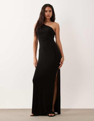 Ralph Lauren Robe longue asym&eacute;trique - Noir