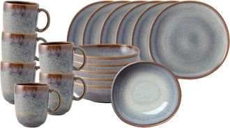 like. by Villeroy & Boch Lave Beige Frühstücks-Set 18-teilig, Kaffeebecher (400 ml) - Müslischalen (600 ml) - Frühstücksteller (23 cm) für 6 Personen, Steingut, Beige