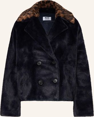 Betta Corradi Betta Corradi Kunstfell-Jacke Mit Abnehmbarem Kragen blau