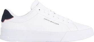 Tommy Hilfiger Pebble Grain Court Sneaker f&uuml;r Herren, Leder (Wei&szlig;/Marine)