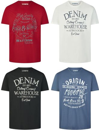 Riverso Tshirt Herren Baumwolle Regular Fit RIVLeon 4er Set Pack Rundhals Kurzarm Sommer Tee Shirt Print, Gr&ouml;&szlig;e:XXL, Farbe:Farbmix 20