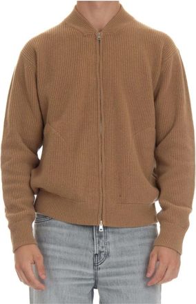 Roberto Collina Kamel Pullover Baseball Kragen Durchgehender Rei&szlig;verschluss - - Knitwear - Herren - Braun - L