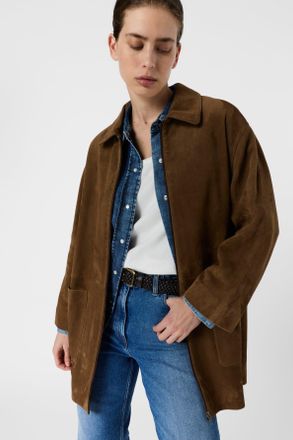 Gerard Darel Manteau zipp&eacute; en cuir velours - TILANE - Camel