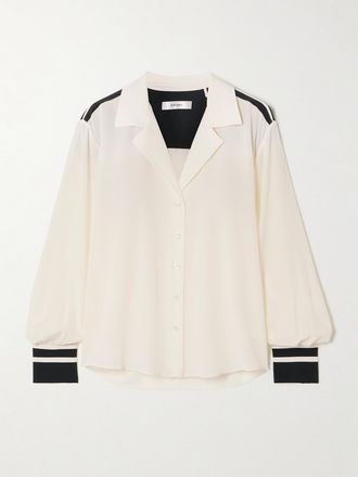 Frame Denim Hemd Aus Seiden-cr&ecirc;pe Mit Streifen - Creme