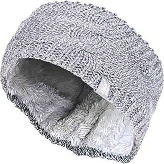 Heat Holders Femme Tricot Large Polaire Chaud Hiver Cache Oreilles Bandeau (Headband) (One Size, Grey)