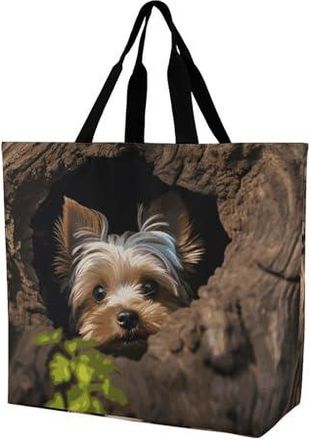 Generic Un Petit Yorkshire Terrier Sac Courses L&eacute;ger Sacs De Courses D&eacute;contract&eacute; Sac Fourre Tout Pour Shopping Voyage Travail